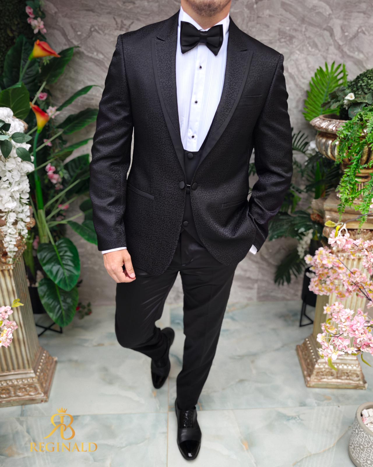 Costum negru NAS/MIRE, Sacou, Vesta, Pantalon, Papion- C4827 - Costume ...